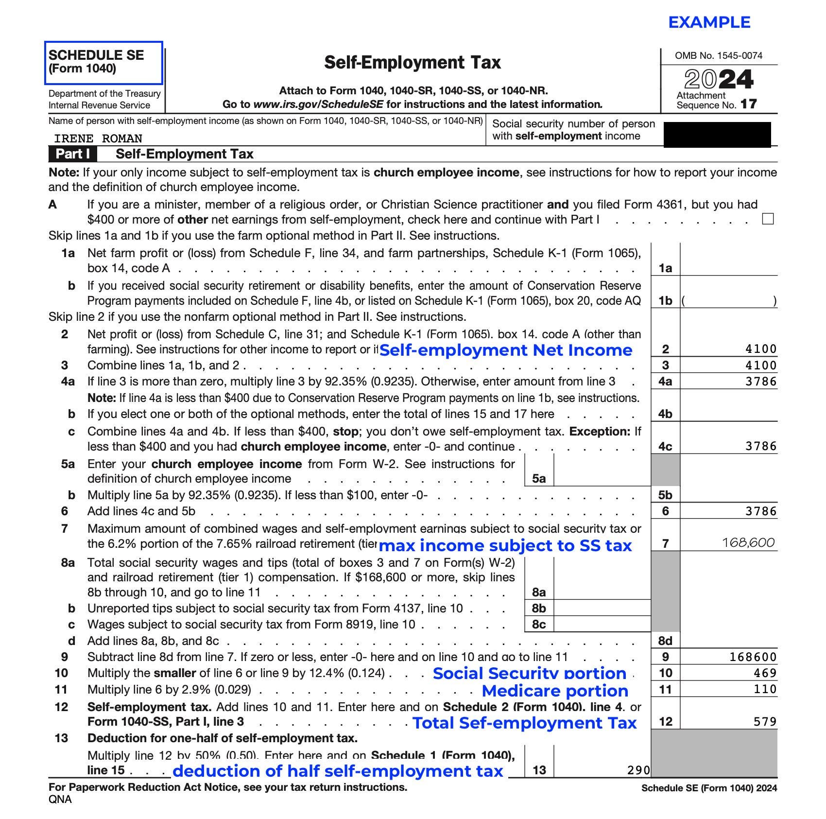Self-employment Tax Calculator: Excel & Google Sheets, Form 1040 - Etsy