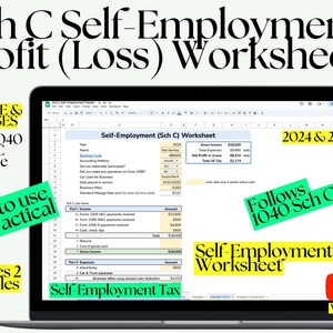 Self-employment Worksheet, Profit Loss, Income & Expenses, Self ...