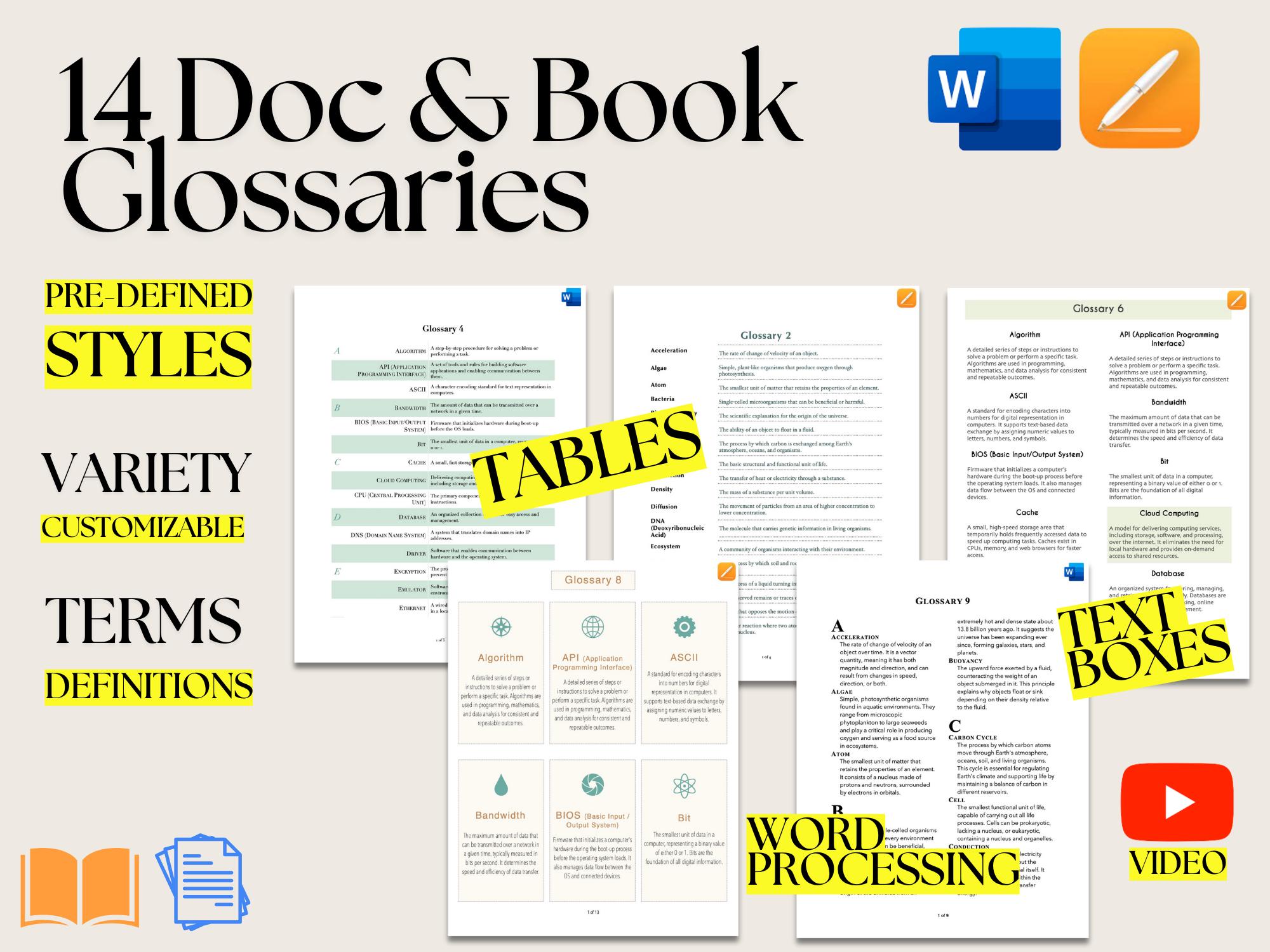 Glossary Templates: 14 MS Word & Apple Pages Styles (digital Download ...