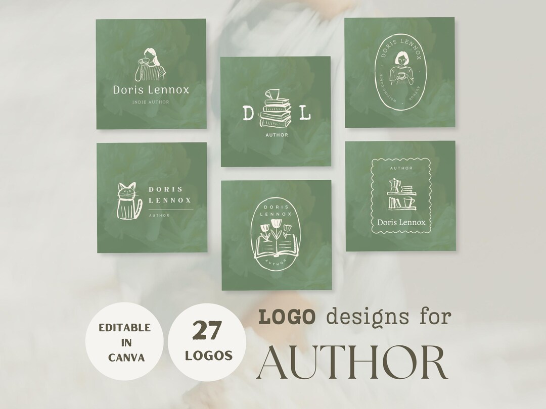 Editable Logo Design Template for Authors｜author Canva Logo Template ...