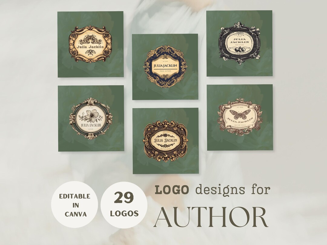 Vintage Author Logos｜editable Vintage Logo Template for Authors｜author ...