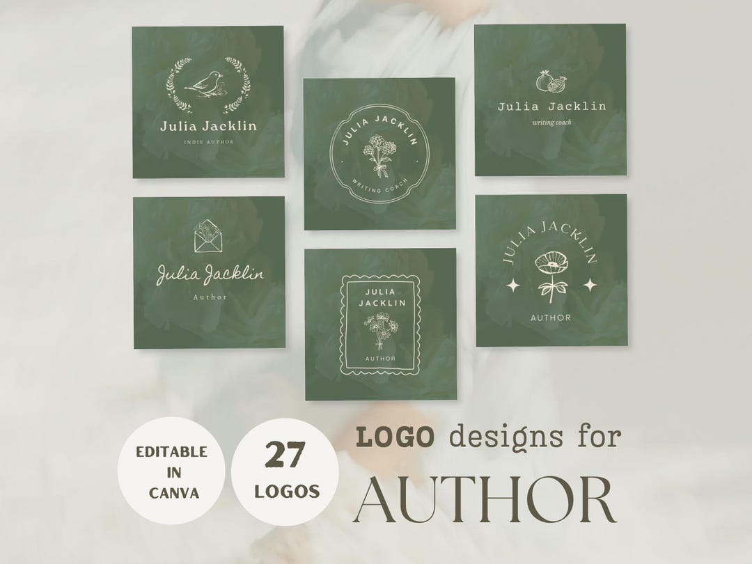 Editable Logo Design Template for Authors｜author Canva Logo Template ...