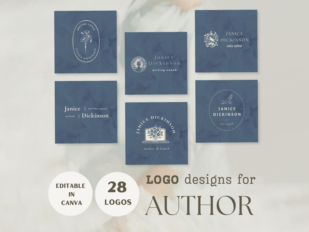 Editable Logo Design Template for Writers｜author Canva Logo Template ...
