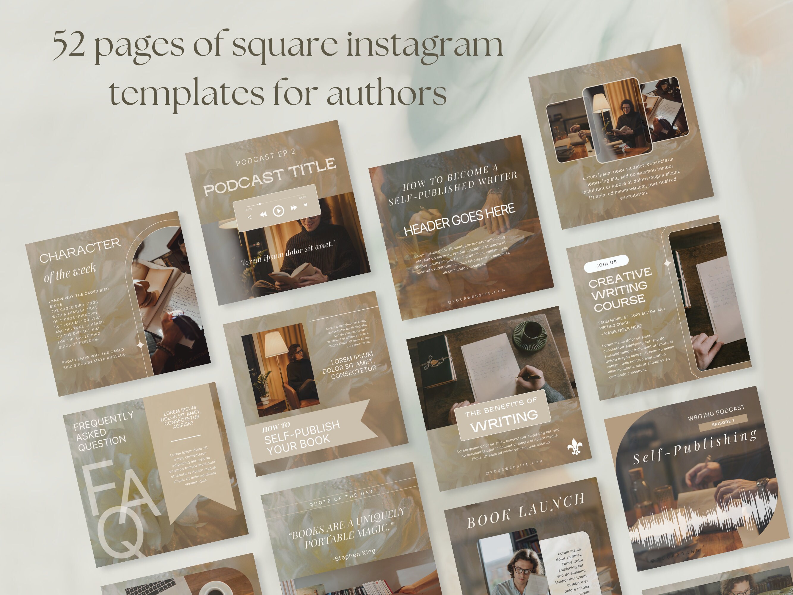 Author Social Media Template｜writer Instagram Template｜author Square ...