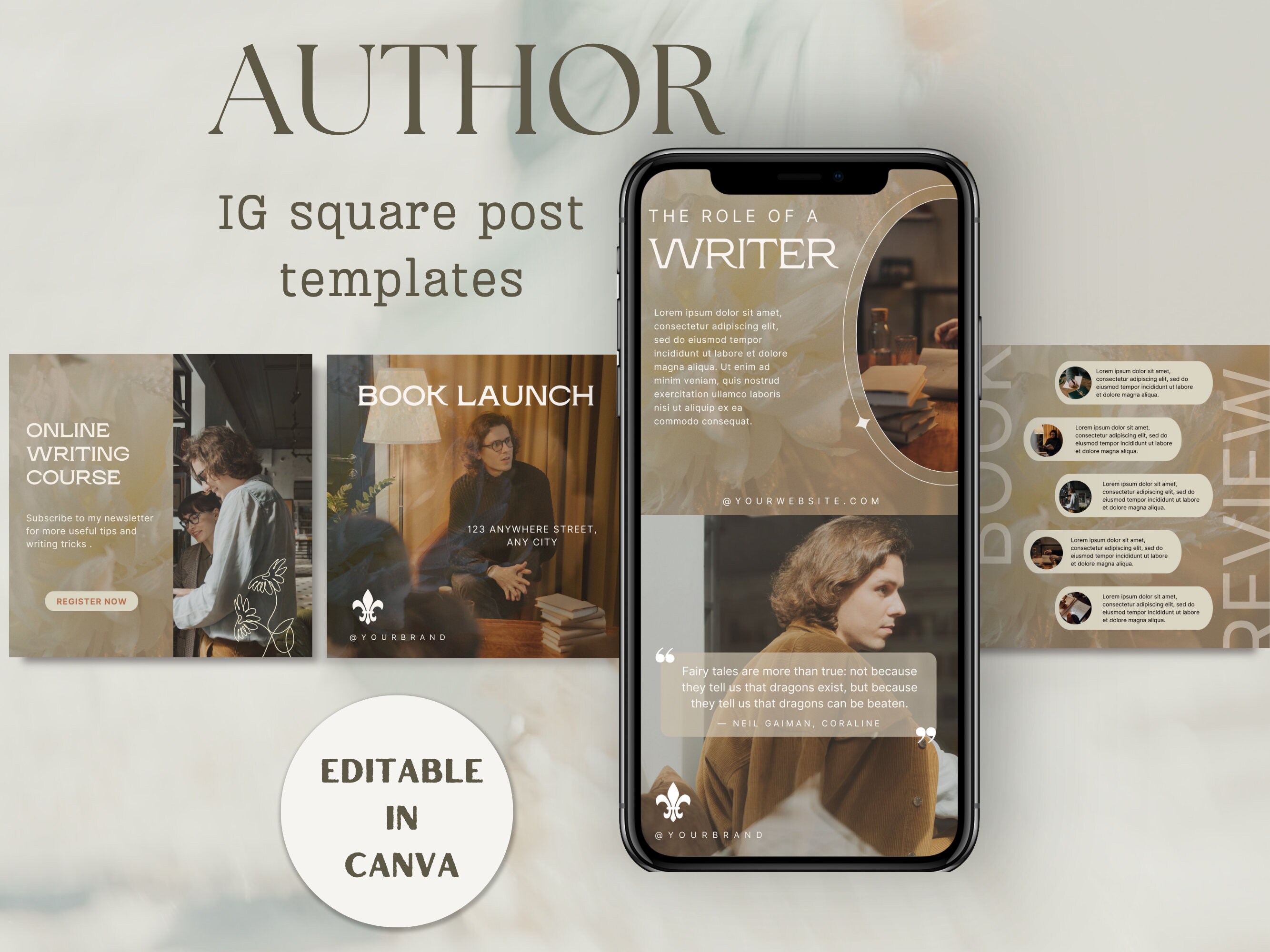 Author Social Media Template｜writer Instagram Template｜author Square ...