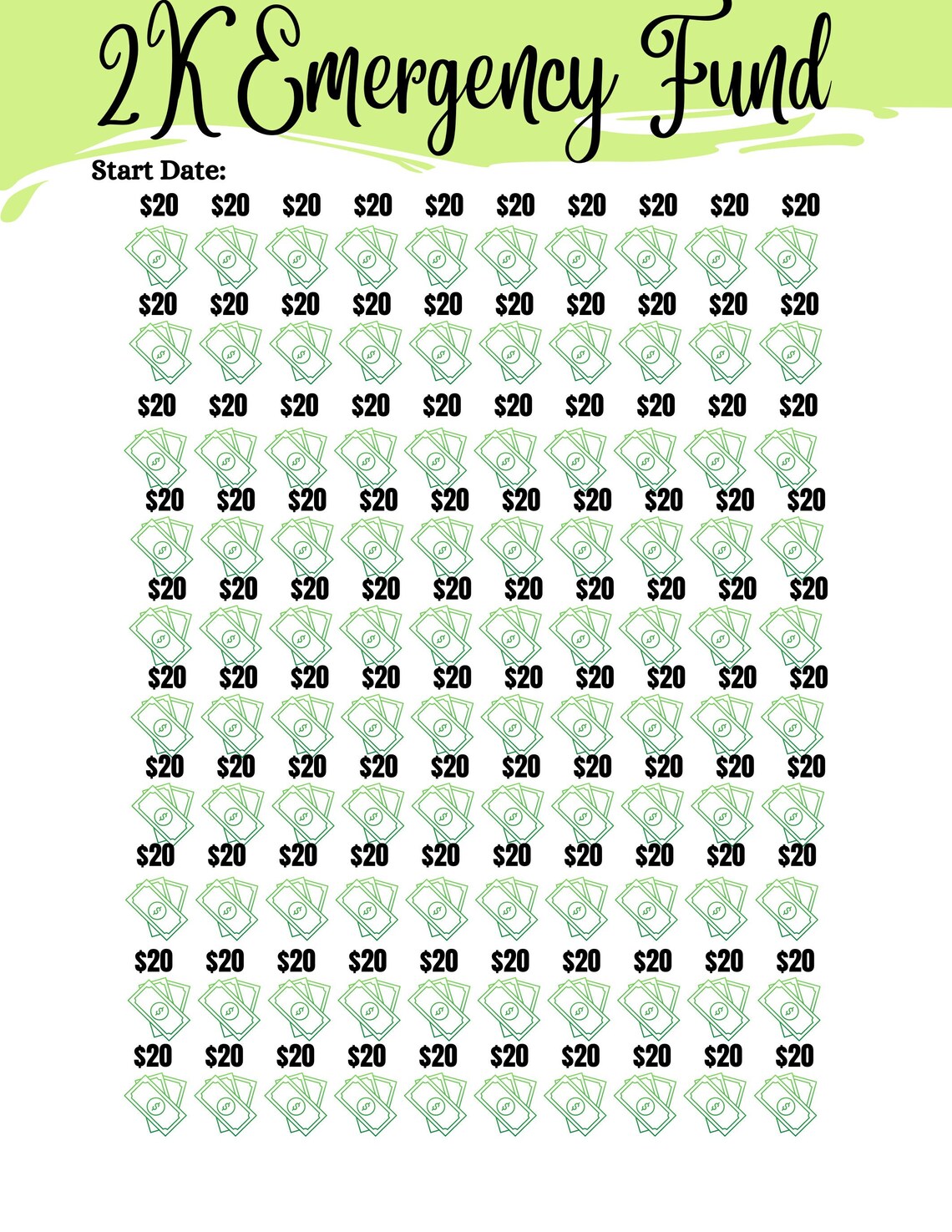 2K Emergency Fund Saving Challenge - Etsy