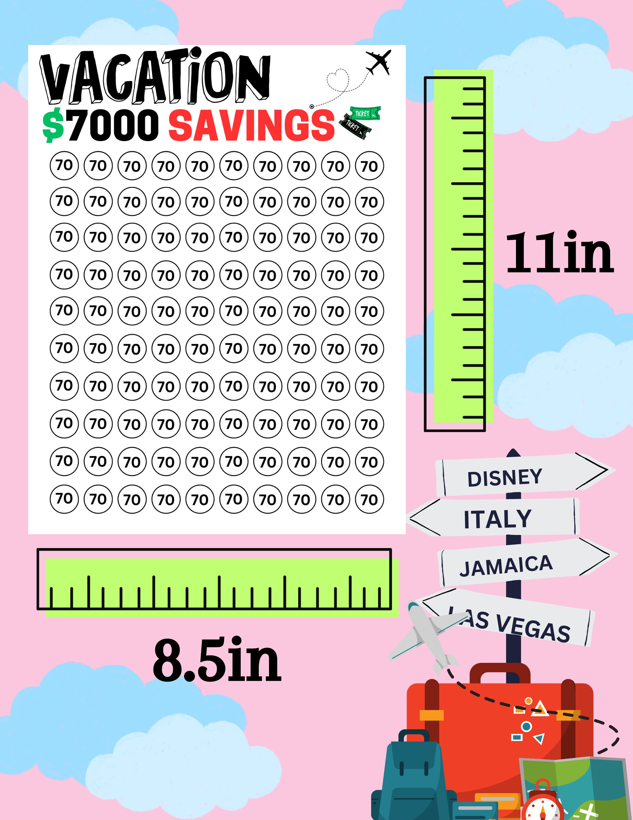 7k Vacation Savings Challenge - Etsy