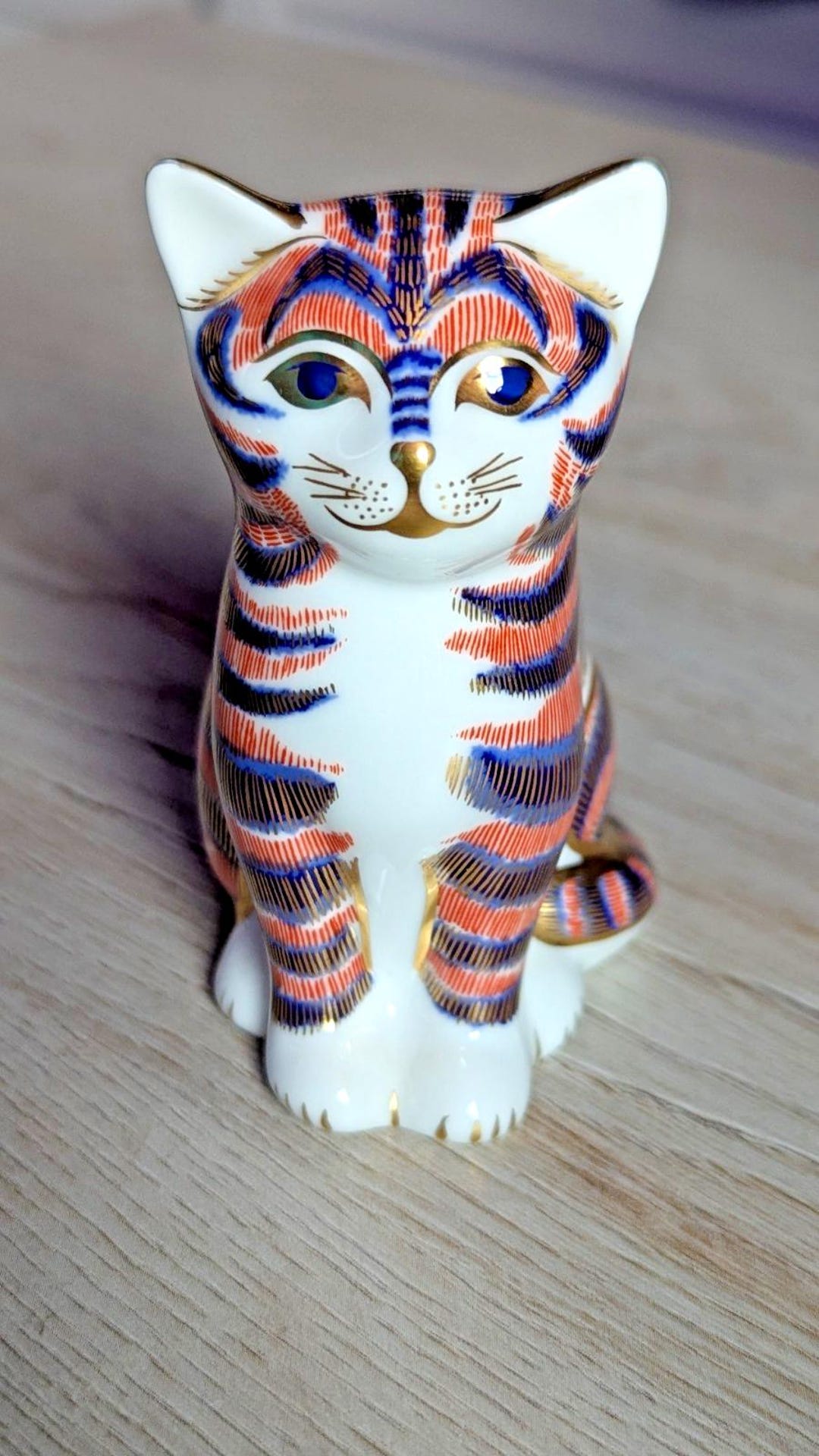 Royal Crown Derby Bone China Cat Sitting Imari Paperweight Retired - Etsy