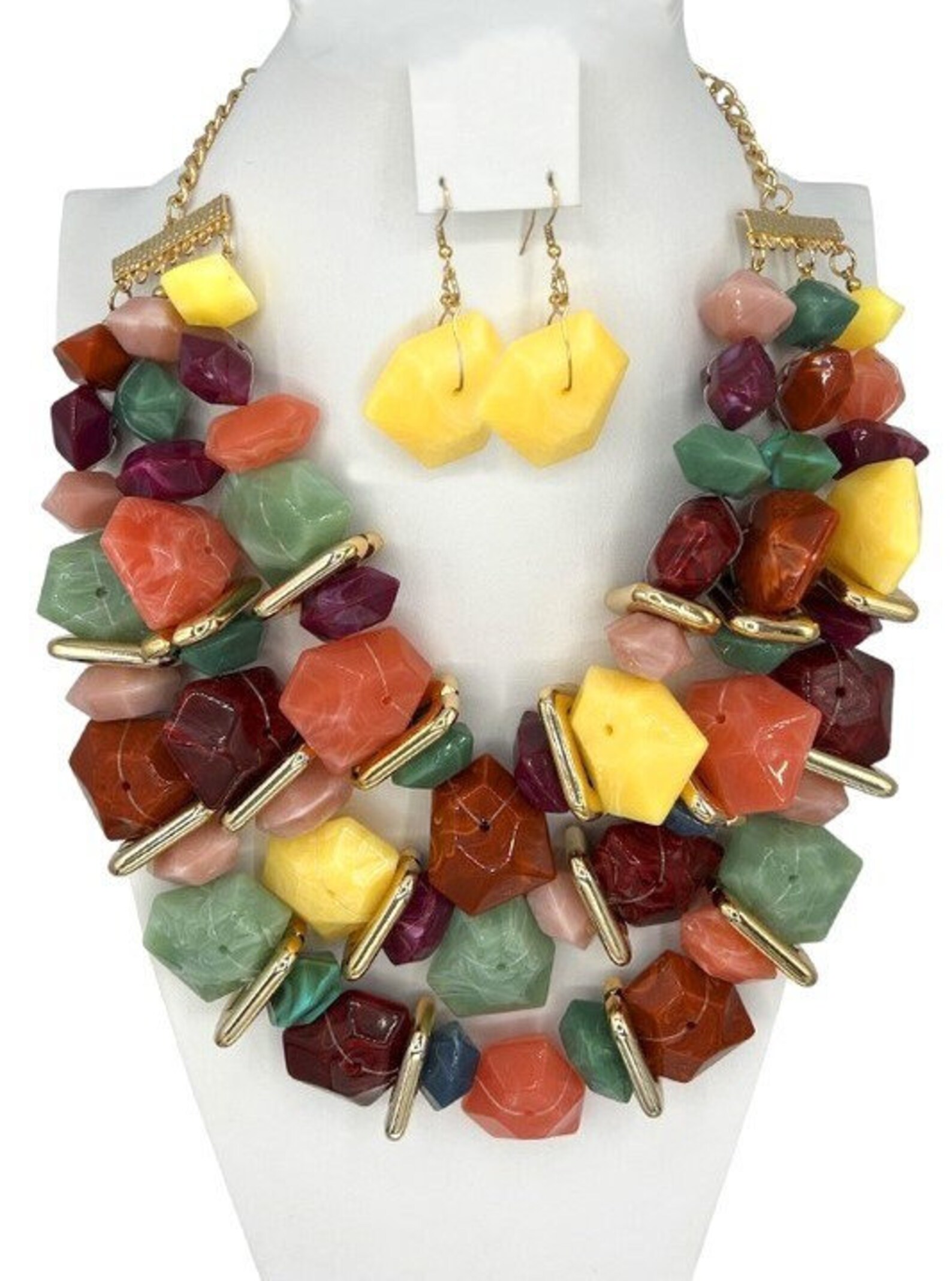 Stone Cluster Necklace Set - Etsy