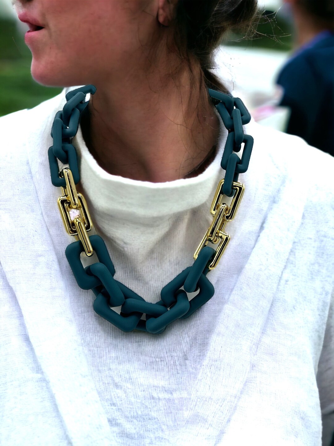 Color Link Chain Necklace - Etsy