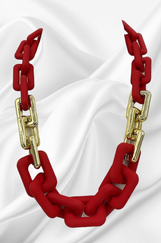 Color Link Chain Necklace - Etsy