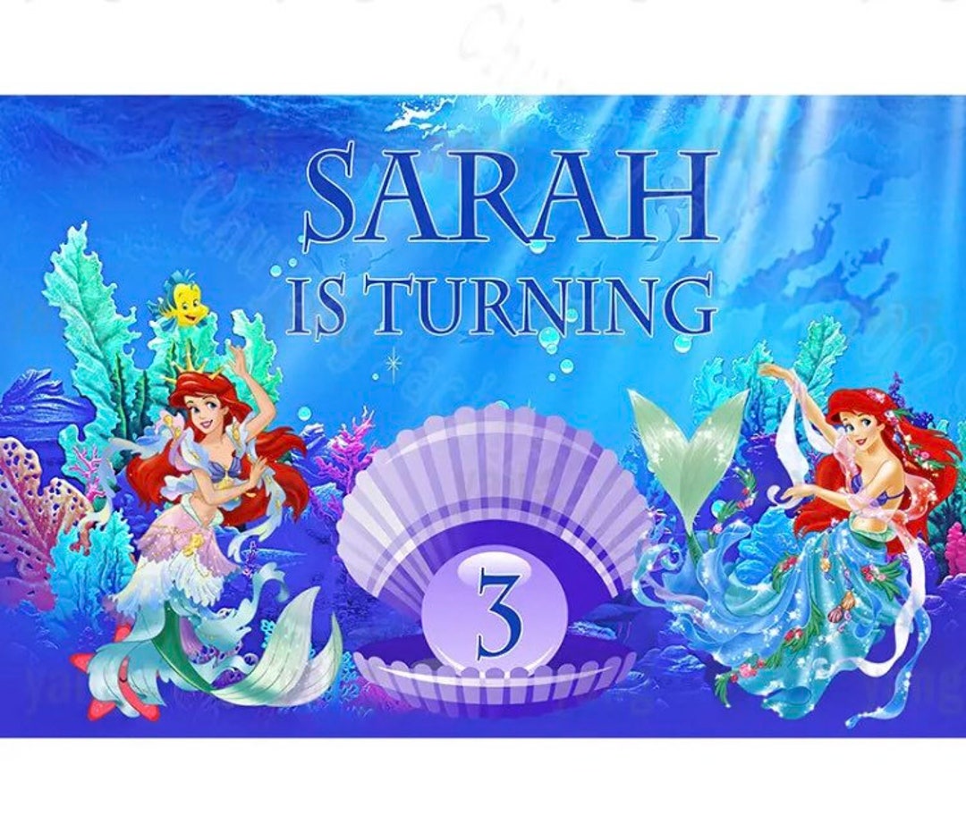 Disney Princess Little Mermaid Ariel Personalised Happy Birthday Vinyl ...