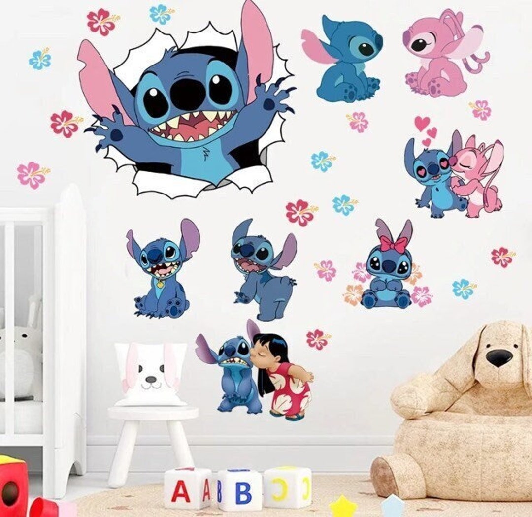 Disney 3D Vinyl Lilo and Stitch Wall Stickers Children Cartoon Wall ...