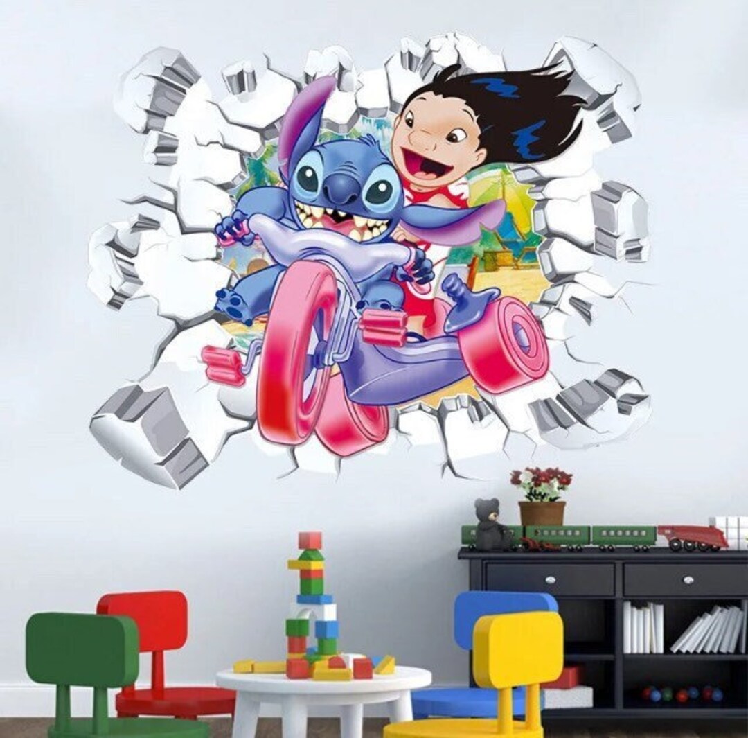 Disney 3D Lilo and Stitch Wall Stickers Children Cartoon Wall Decals ...