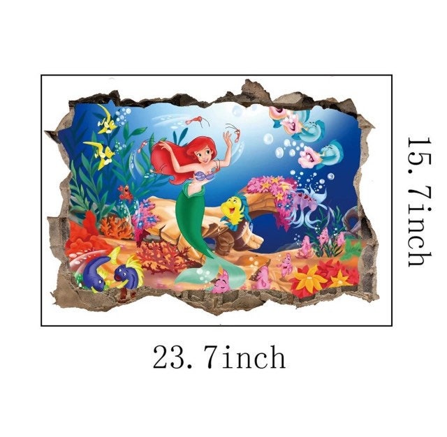Little Mermaid Disney Princess Ariel 3D Vinyl Wall Sticker/wall Decor ...