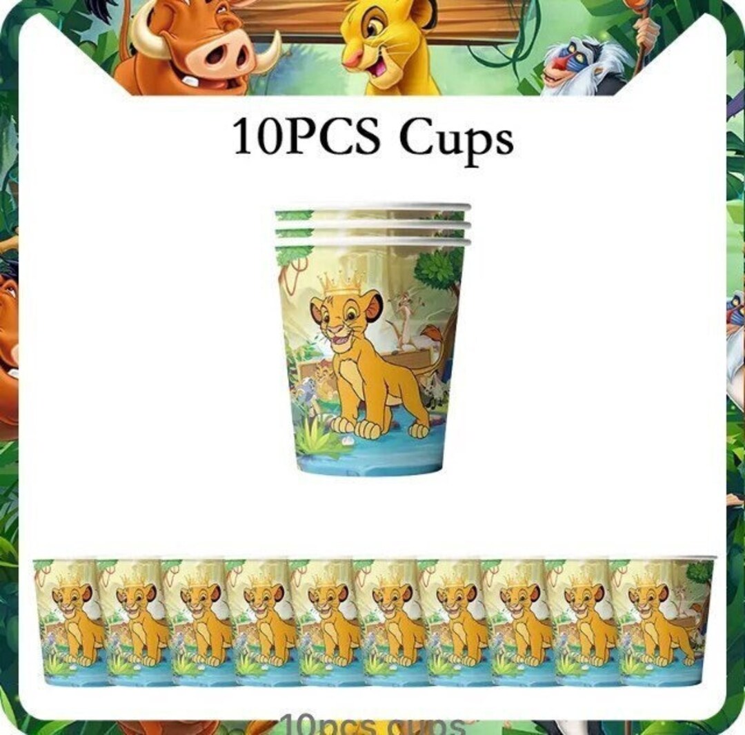 Lion King Simba Birthday Party/baby Shower Paper Cups X 10 Party ...