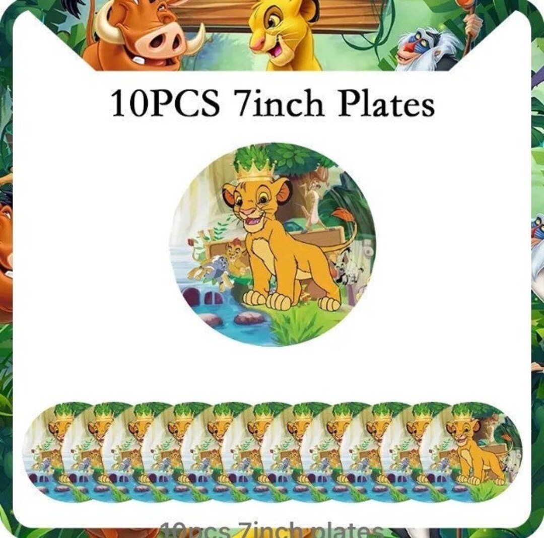 Lion King Simba Birthday Party Paper Plates 7 Inch X 10 Tableware ...
