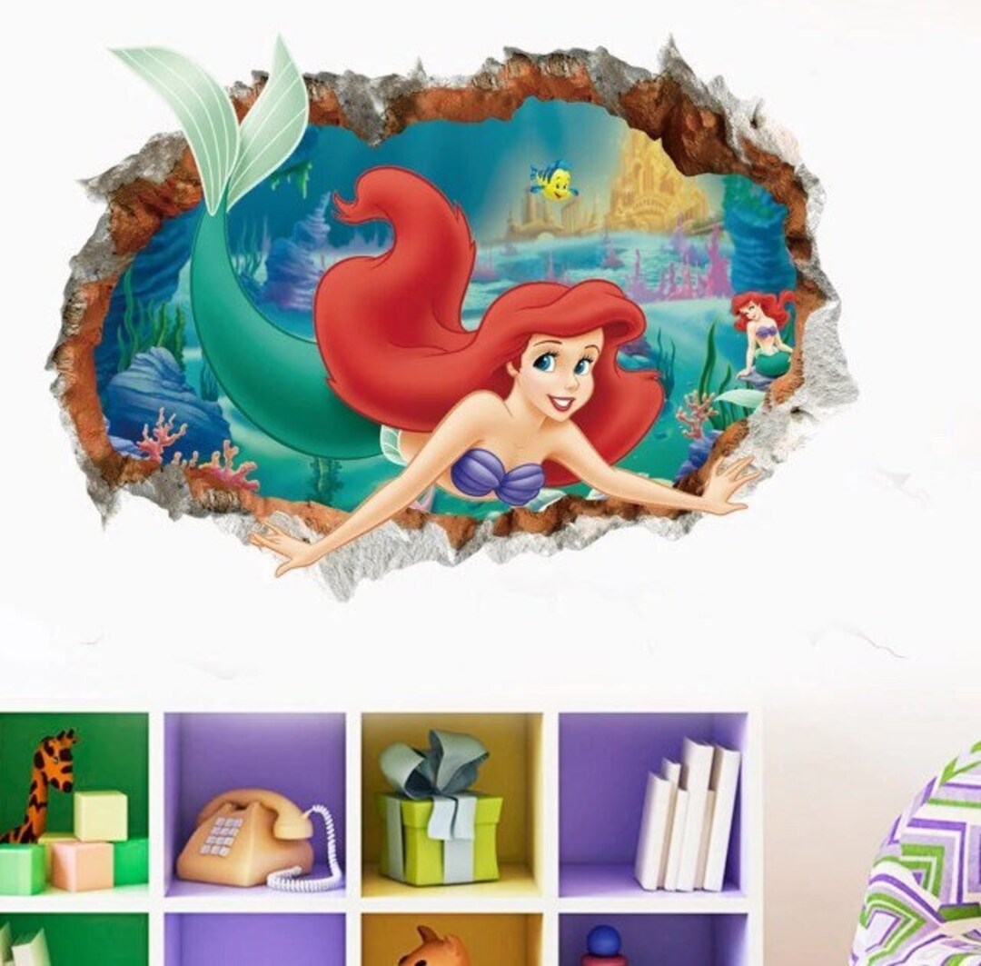 Little Mermaid Disney Princess Ariel 3D Vinyl Wall Sticker/wall Decor ...