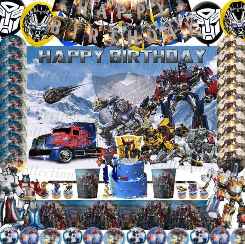 Transformers Optimus Prime Birthday Party Tableware Plates/cups/napkins ...