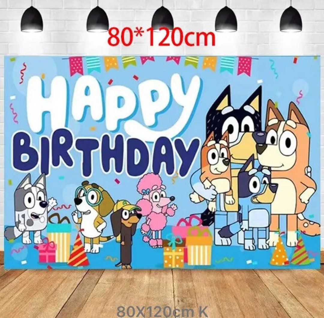 BLUEY/BINGO Happy Birthday Vinyl Backdrop Banner Party Decor Banner ...