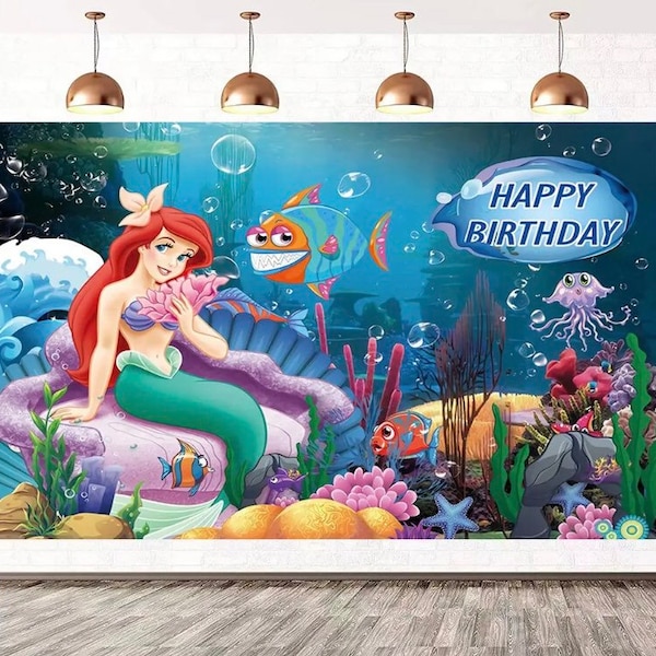 Happy Birthday Mermaid Backdrop - Etsy