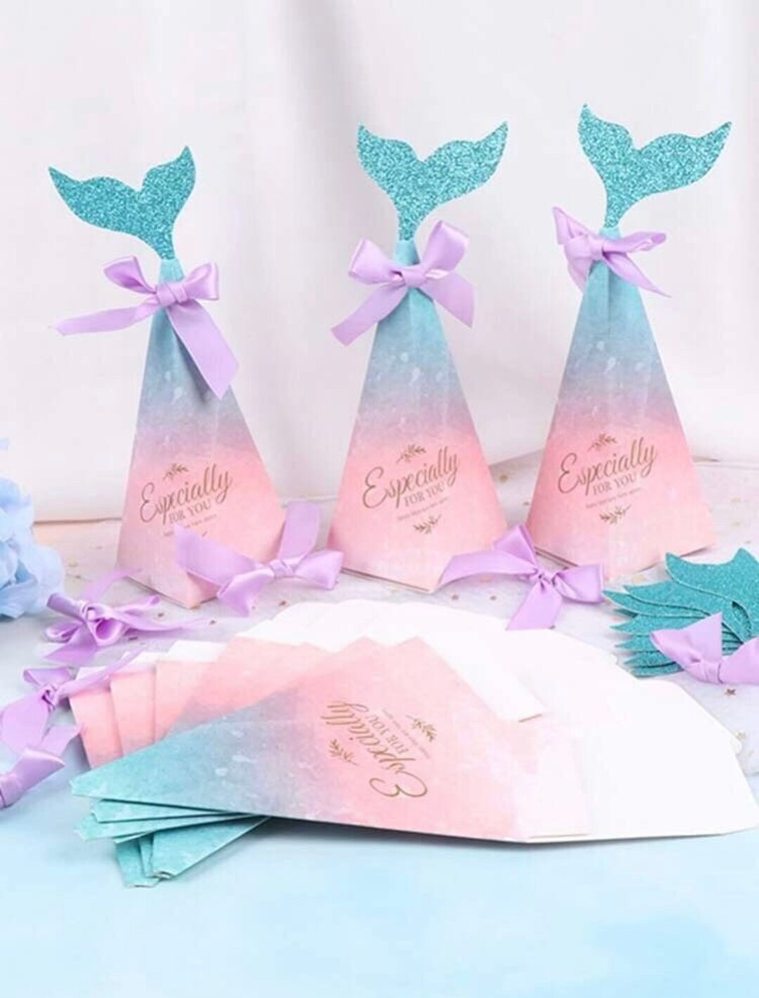 5 X Mermaid Birthday Party Gift Boxes Baby Shower/party Supplies Sweet ...