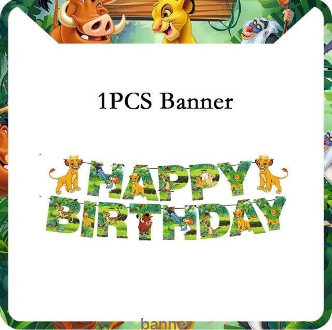 Lion King Simba Happy Birthday Banner Kids Party Supplies/decor - Etsy