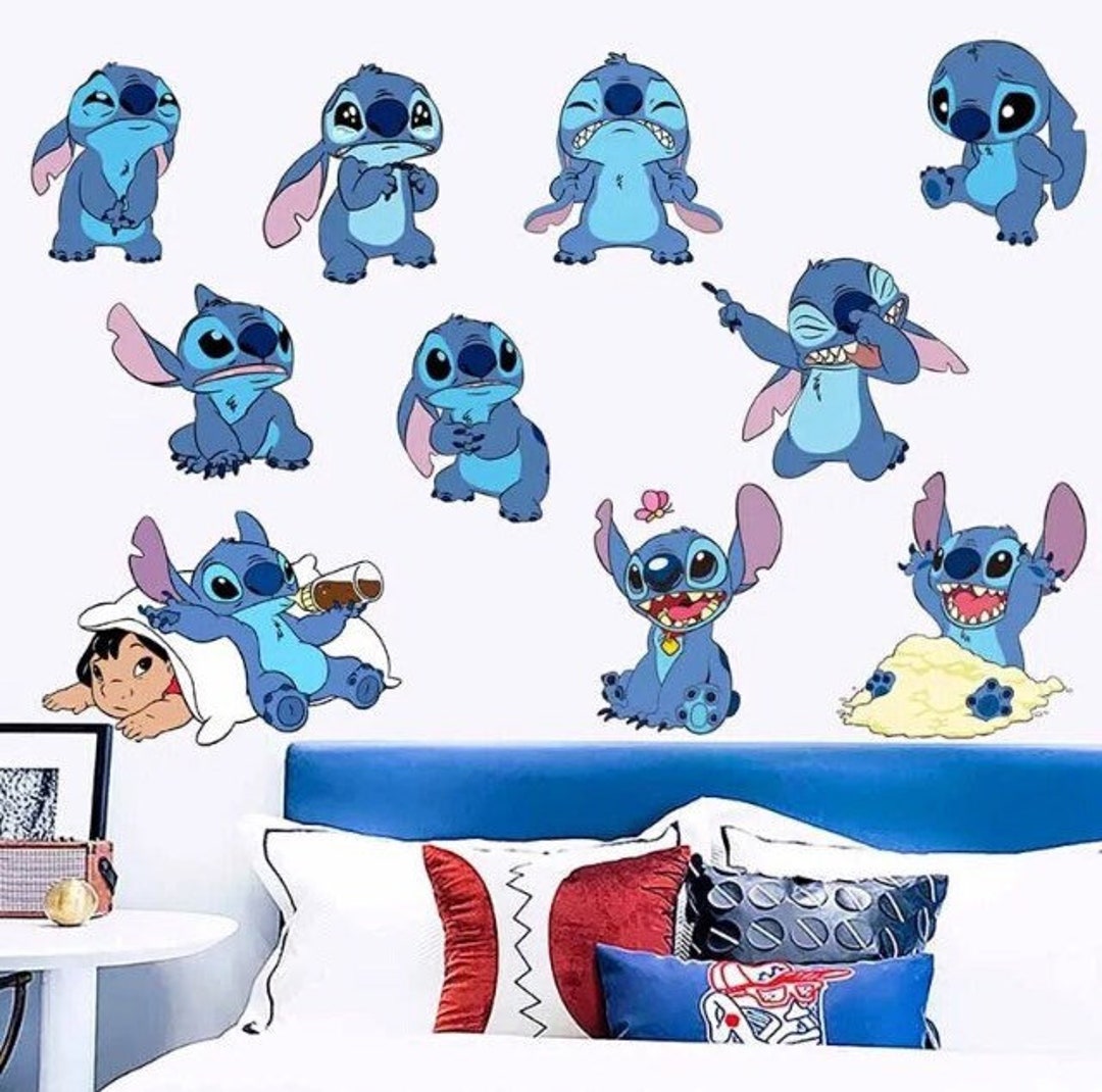 Disney 3D Vinyl Lilo and Stitch Wall Stickers Children Cartoon Wall ...