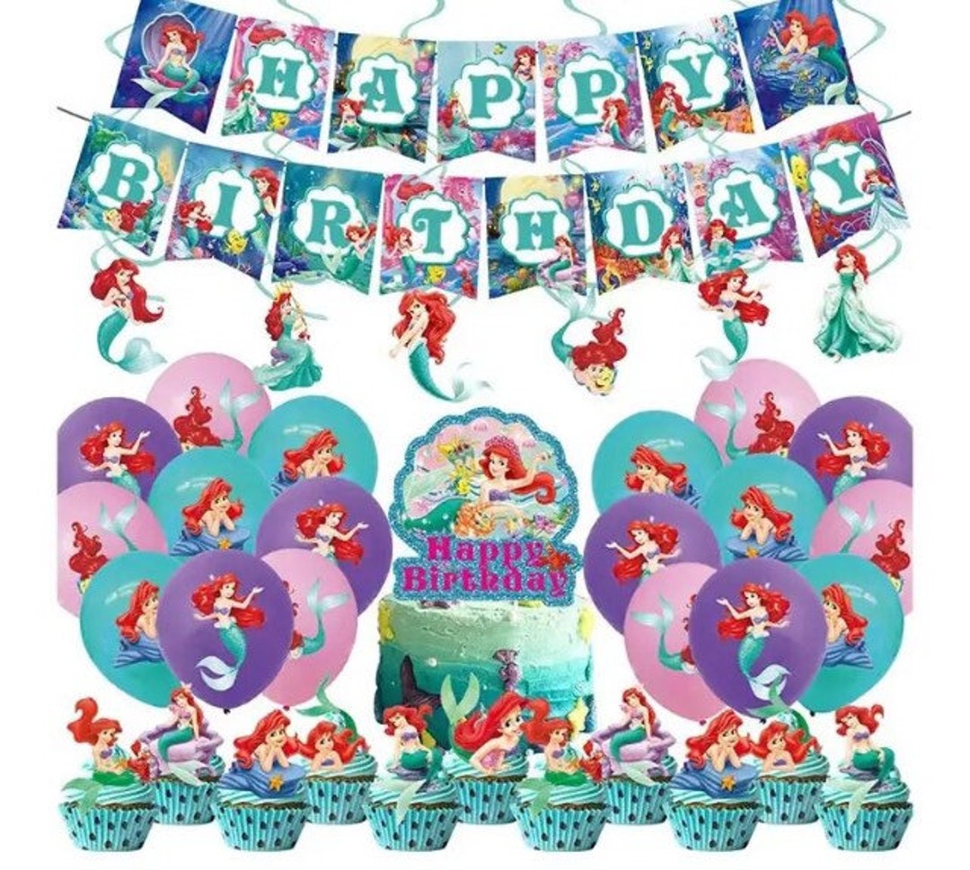 Little Mermaid Ariel Birthday Party Supplies Banners,balloons,cake ...