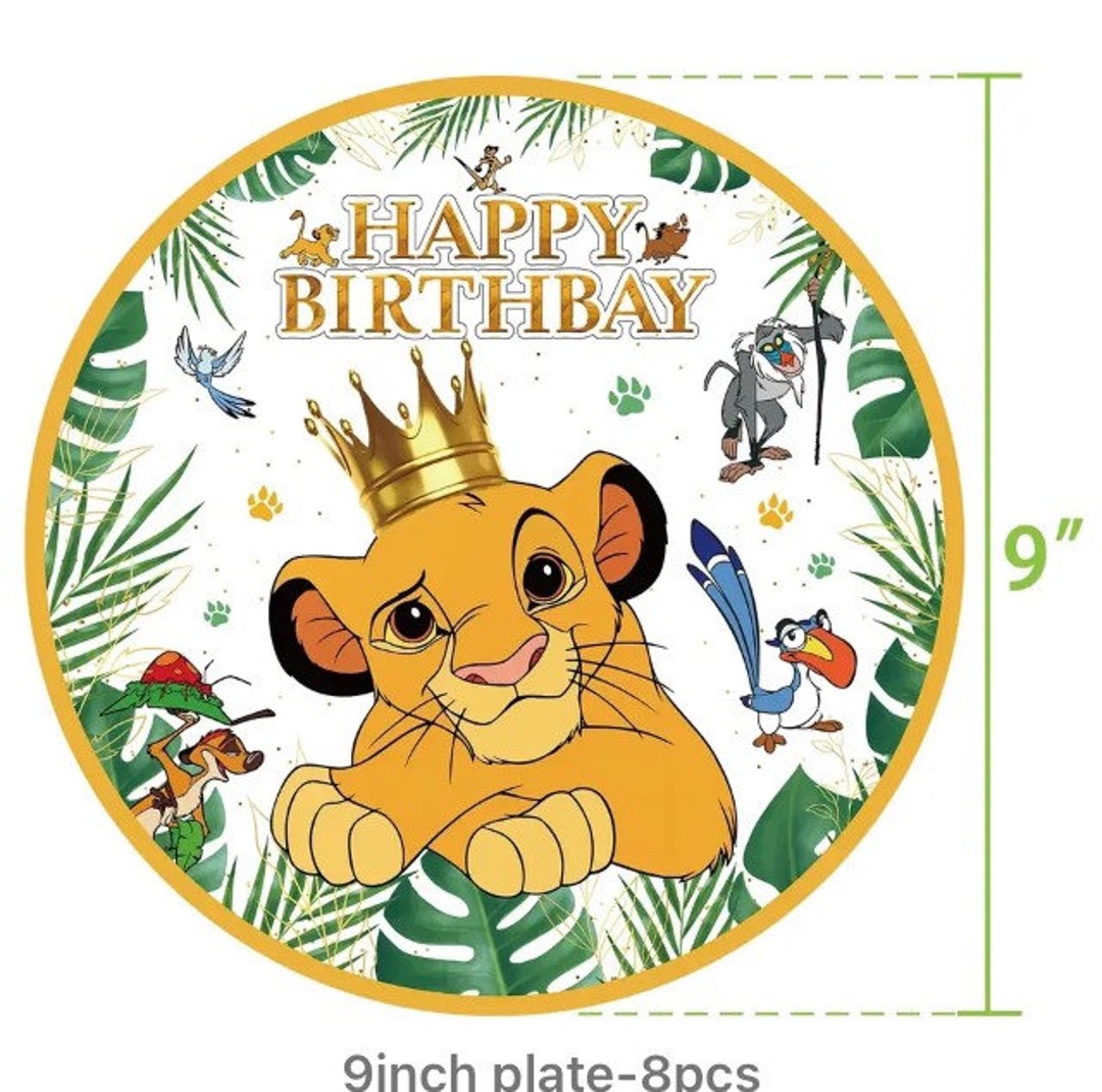 Lion King Simba Birthday Party Paper Plates 9inch X 10 Tableware Jungle ...