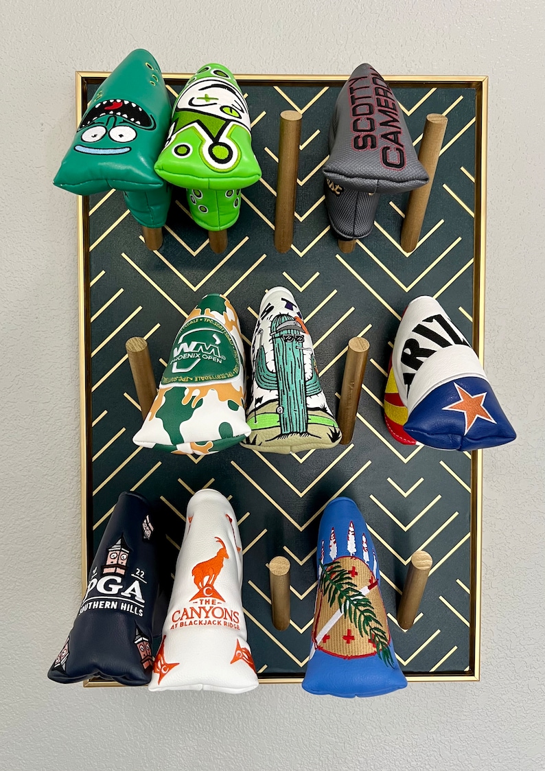 Golf Putter Head Cover Display - Green/gold Chevrons - Etsy