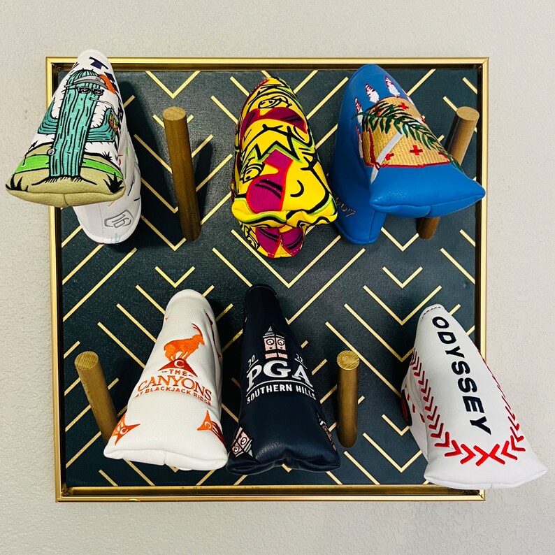 Golf Putter Head Cover Display - Green/gold Chevrons - Etsy