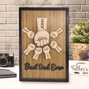 Personalized Father's Day Fist Bump Sign With Name Wooden Plaque Decor ...