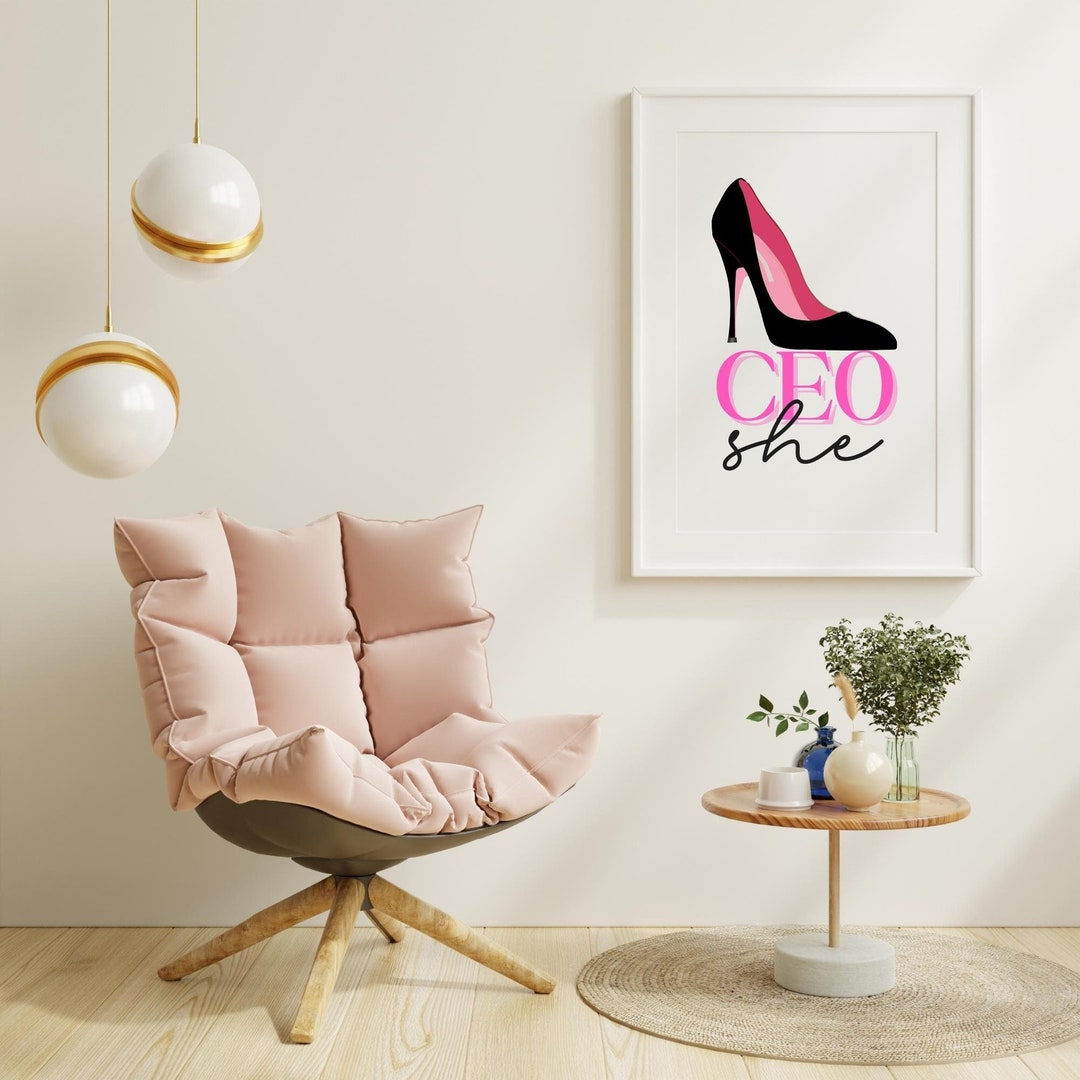 She CEO Fashion Preppy Printable Wall Art, 2 Set of Pink and Blue ...