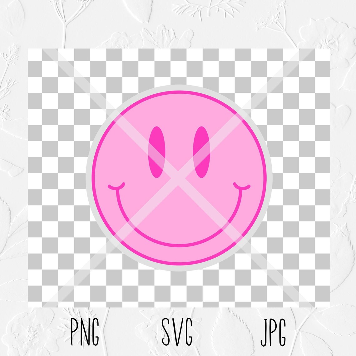 Preppy Smiley Face PNG SVG, Grey Checkers Smiley Face PNG, Boujee ...