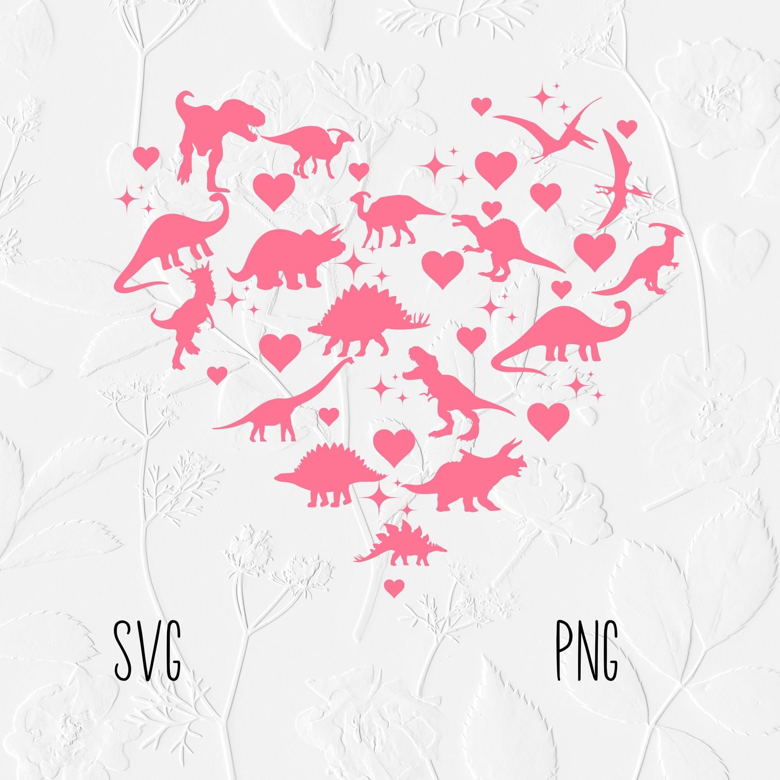 Pink Dinosaurs Heart SVG PNG, Dinosaur Valentine Svg Png, Kids ...