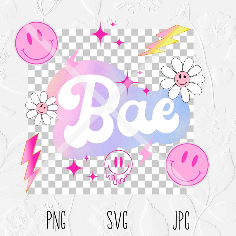 Preppy Bae PNG SVG, Grey Checkers Preppy Background With Smiley Faces ...