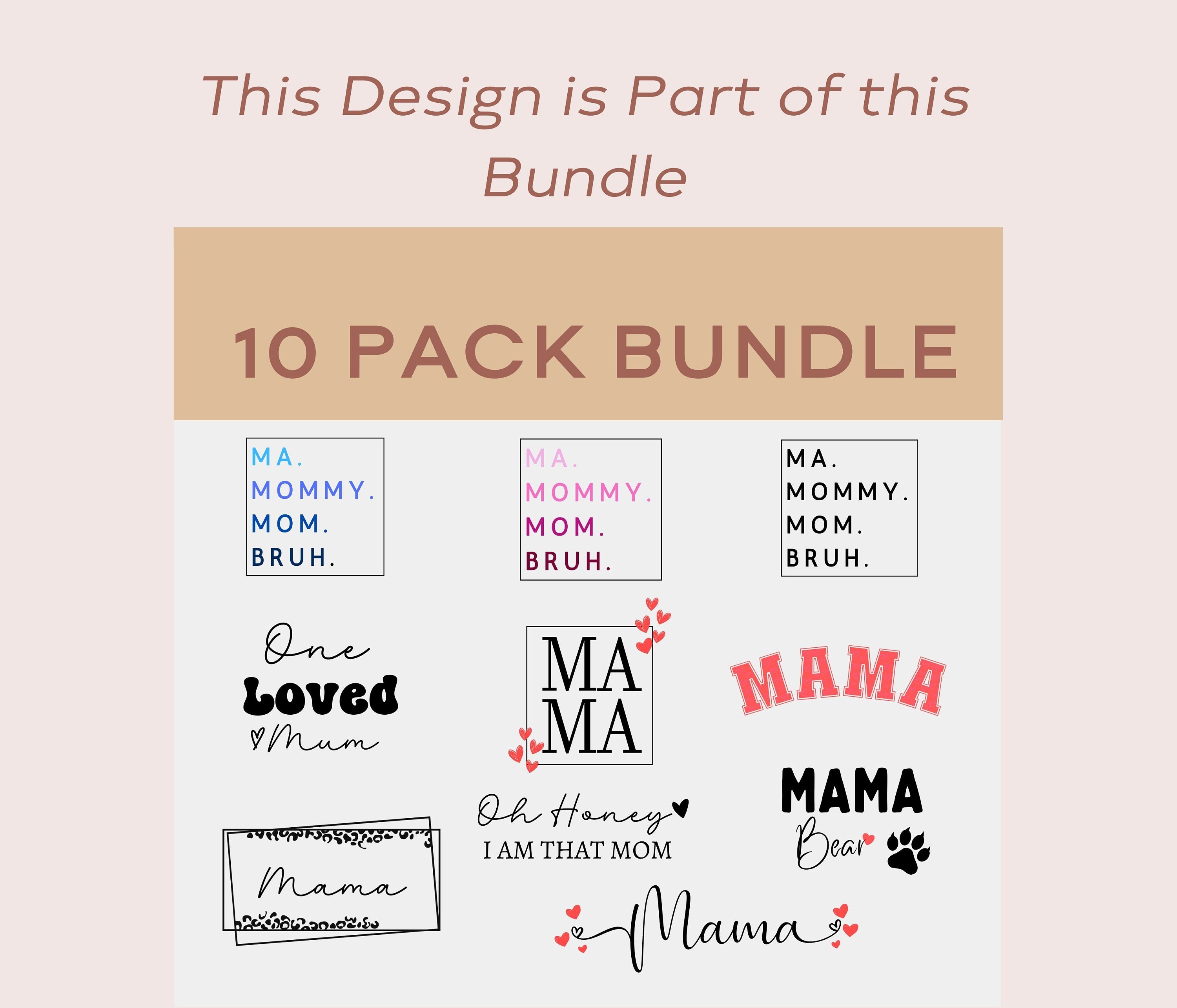 Mama SVG, PNG, DXF, Mama With Small Hearts, Mother's Day Svg, Mother ...