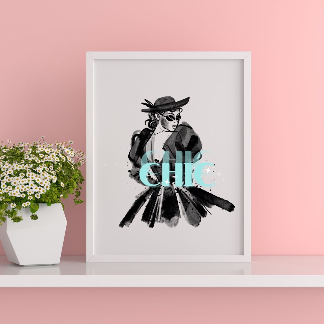 Chic Boujee Fashion Preppy Printable Wall Art, 2 Set of Pink and Blue ...