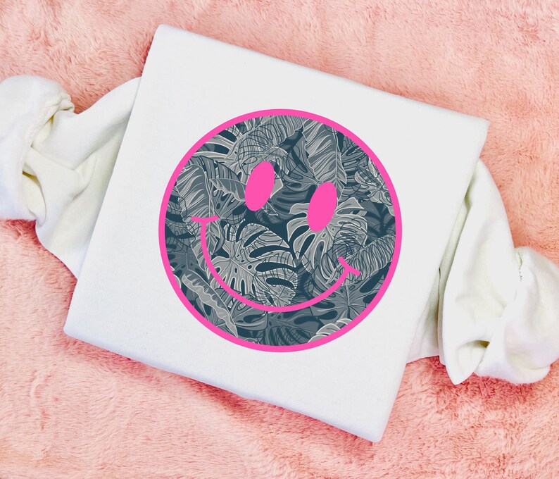 Preppy Tropical Smiley Face PNG SVG JPG tropical Smiley Face - Etsy