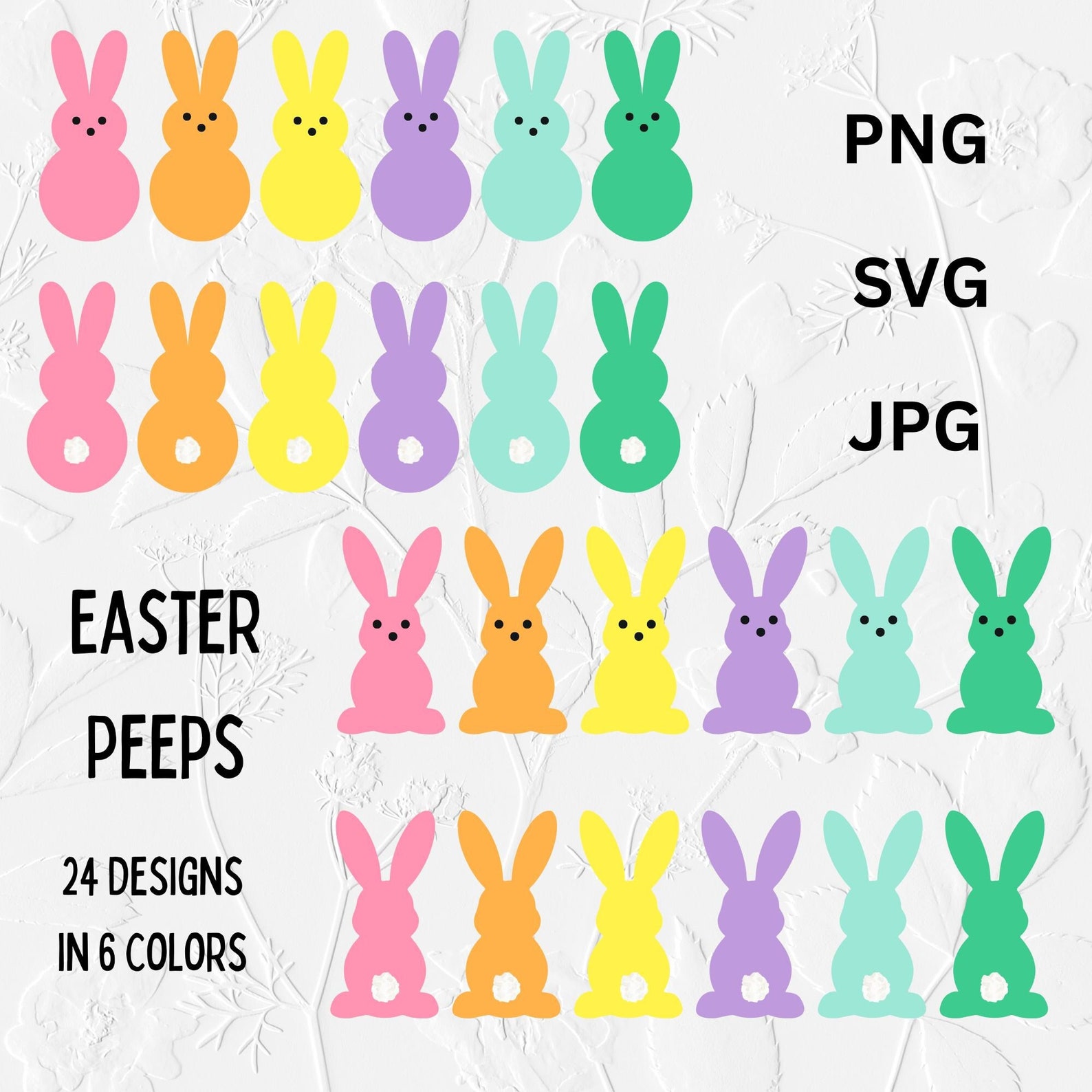 Easter Peeps SVG PNG, Easter Bunny Svg, Easter Bundle Svg, Peeps Svg ...