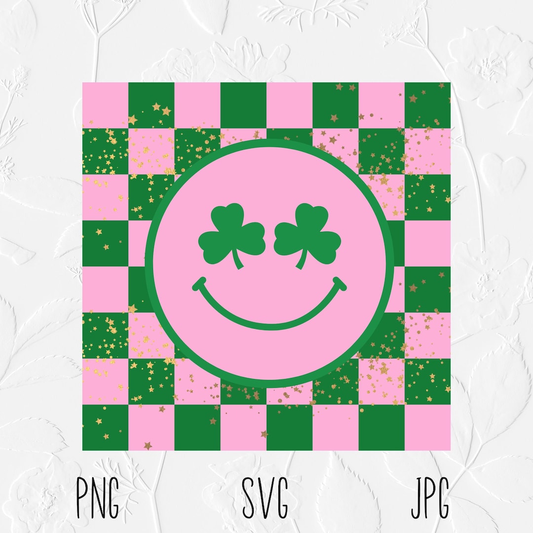 Preppy St. Patrick's Day Smiley Face With Clovers Png, Preppy St ...
