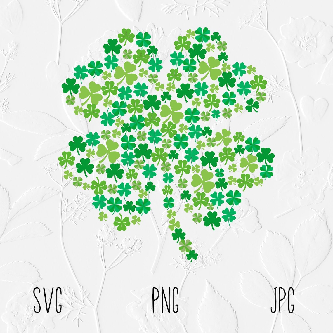 Clover Made Out of Clovers PNG SVG, Clovers PNG, Four Leaf Clover Png ...