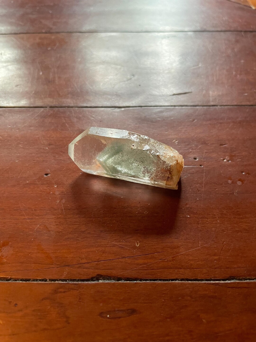 Unpolished Garden Quartz Aka Lodolite Point With Green Chlorite Phantom ...