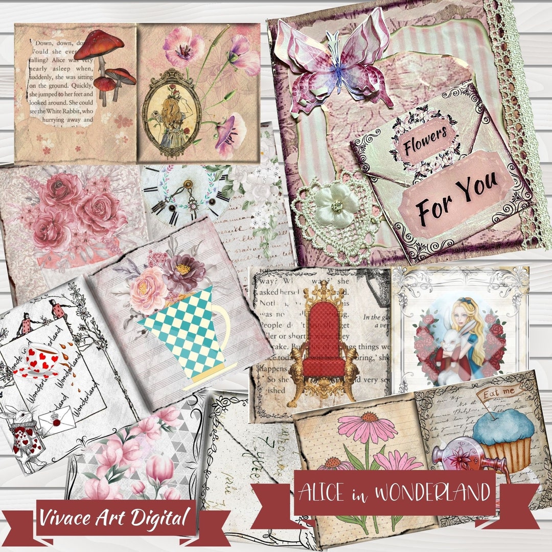 Alice in Wonderland, Junk Journal, Shabby, Printable, Vintage, Book ...