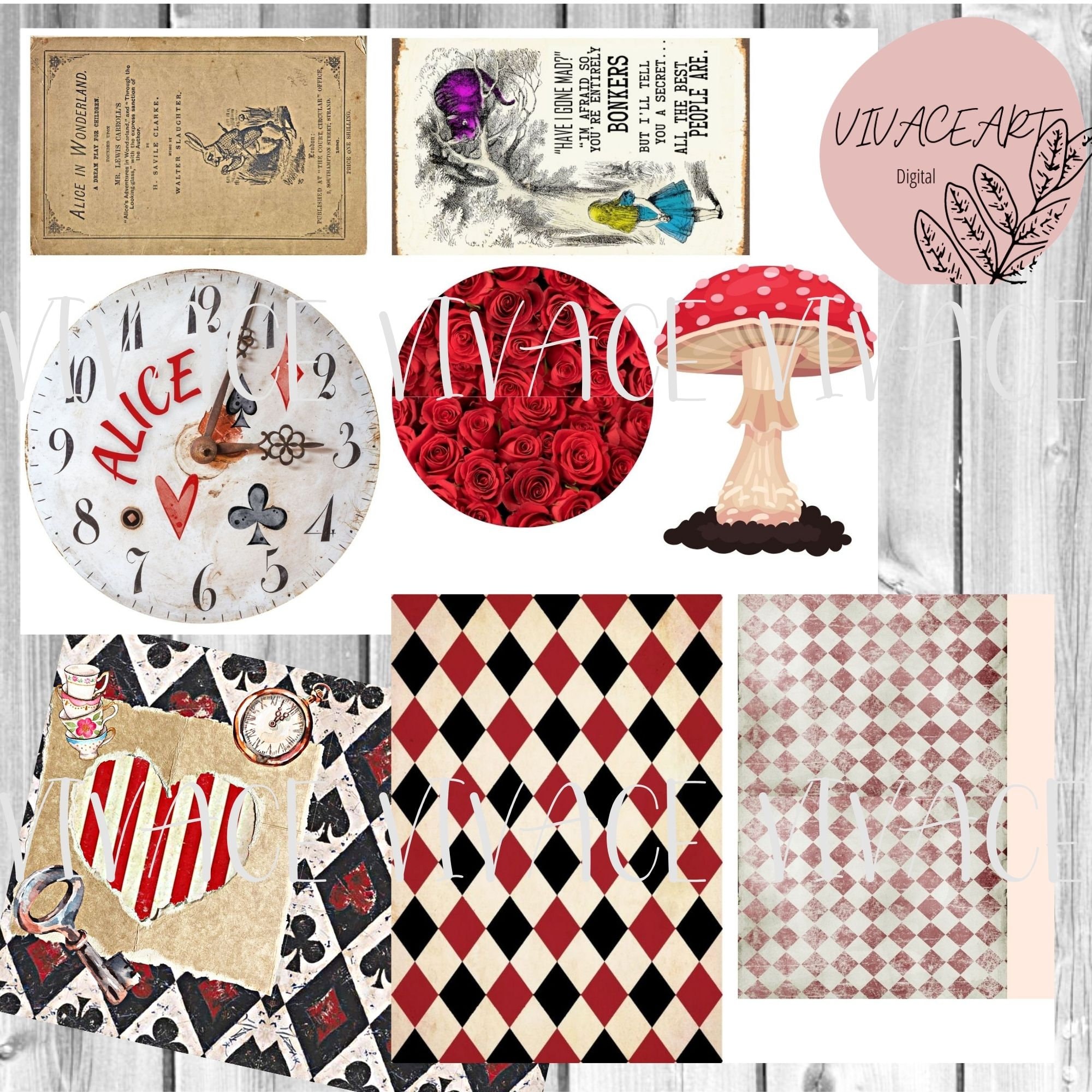 Alice in Wonderland Journal Page Junk Journal Ephemera - Etsy