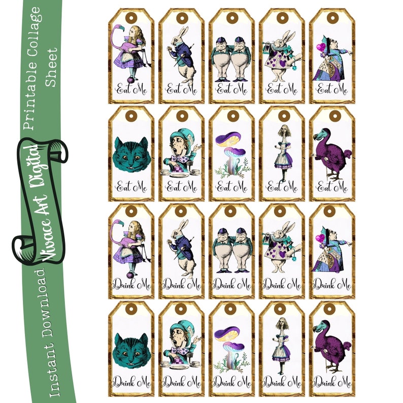 Alice in Wonderland Party Tags: Eat Me, Drink Me (digital Download) - Etsy