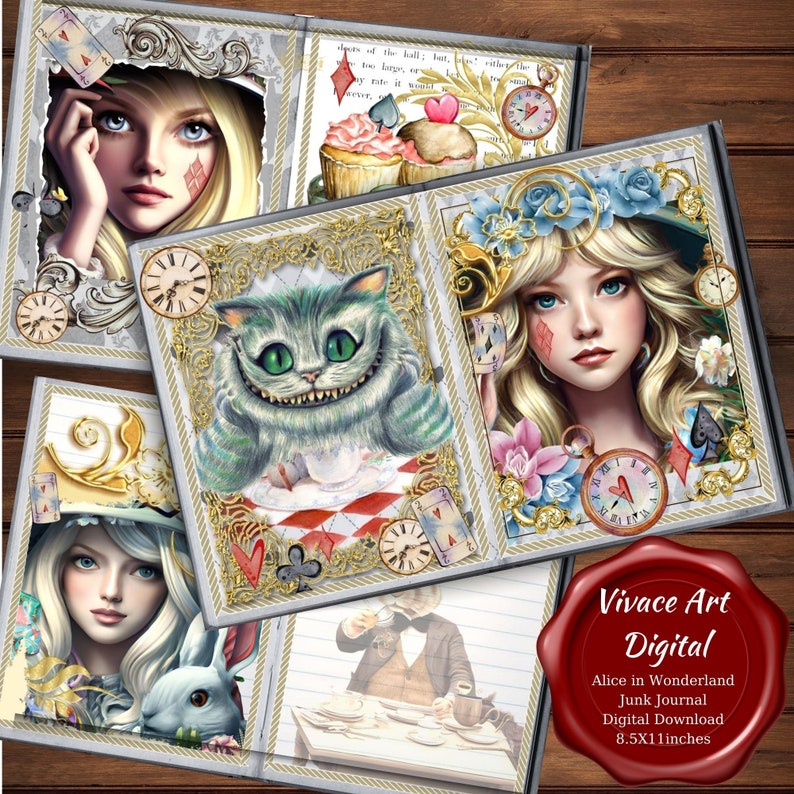 Alice in Wonderland Junk Journal Pages, Junk Journal Kit, Vintage ...