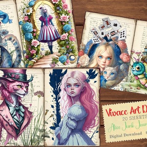Alice in Wonderland Junk Journal Pages, Alice, Junk Journal Kit ...