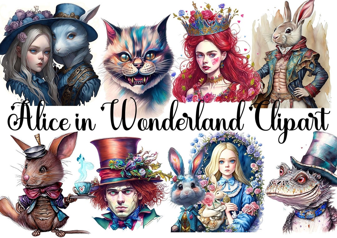 50 PNG Watercolor Alice in Wonderland Clipart, Fairytale Clipart, Alice ...